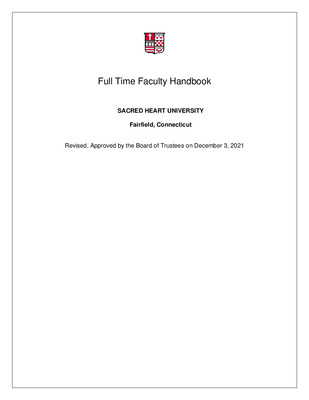 "Full Time Faculty Handbook" by Sacred Heart University